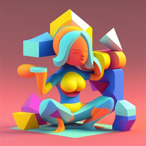 Premium Ai Image A Close Up Of A Woman Sitting On A Colorful Object Generative Ai