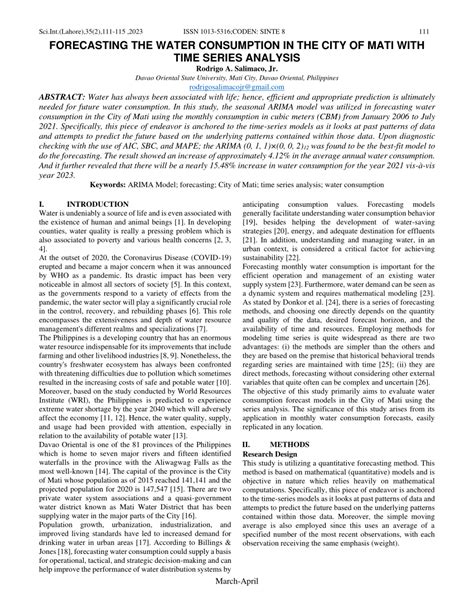 Pdf Forecasting The Water Consumption In The City Of Mati With Time Series Analysis
