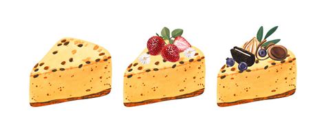 수채화 세트 디저트 장식이 있는 망고 무스 케이크 손으로 그린 그림은 흰색 배경에 분리되어 있습니다 완벽한 음식 메뉴 음식 그림 디자인 포장 인쇄 건강한 생활방식에 대한