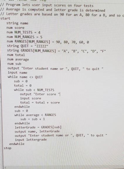 Solved Program Lets User Input Scores On Four Tests