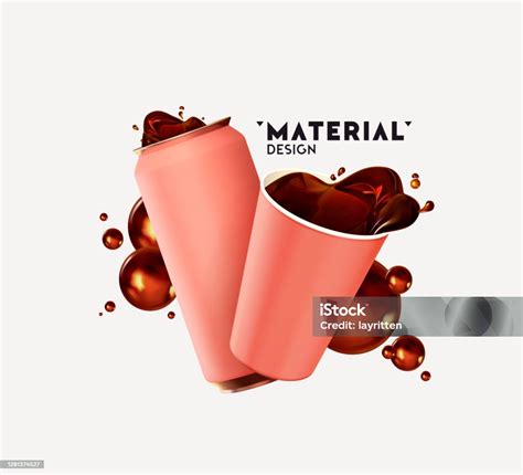 실감 있는 철칸과 종이컵에 음료차 커피 스프레이 스플래시 액동 콜라 당신의 디자인을 위해 모의 흰색 배경에 3d 격리된 개체입니다 템플릿 배너 포스터 벡터 일러스트레이션