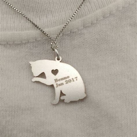 Cat Necklace Personalized Engraveable Sterling Silver Kitty Cat Pendant