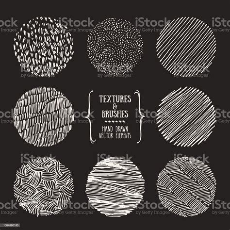 지저분한 손으로 그려진된 텍스처 브러쉬 스트로크 디자인 서식 파일 컬렉션입니다 검은 바탕에 추상 벡터 클립 아트 세트