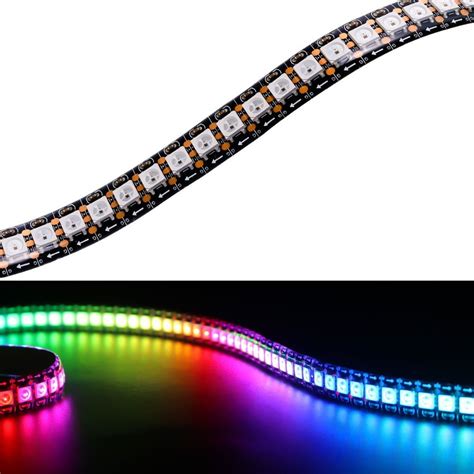 Xnbada 1M WS2812B Led Strip 144 Pixels Leds M Smart 5050 RGB Led Strip Light Black White PCB