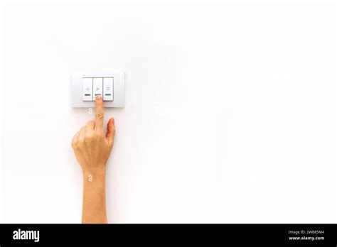 Switch On And Switch Off Light Control Of Electricity Consumption At Home Banner Female Finger