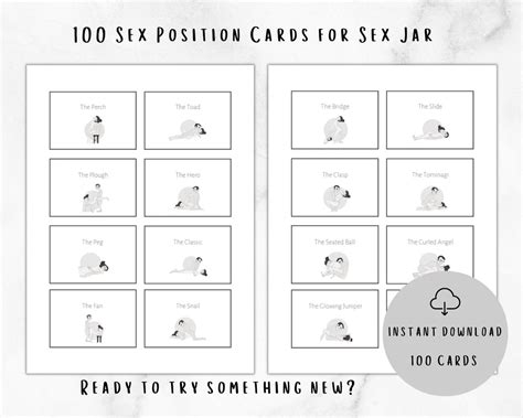 100 Sex Position Cards For Your Jar Of Desire Sex Jar Printable