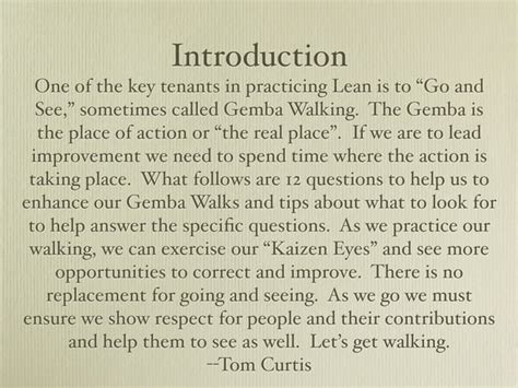 Gemba Walk Questions Pdf
