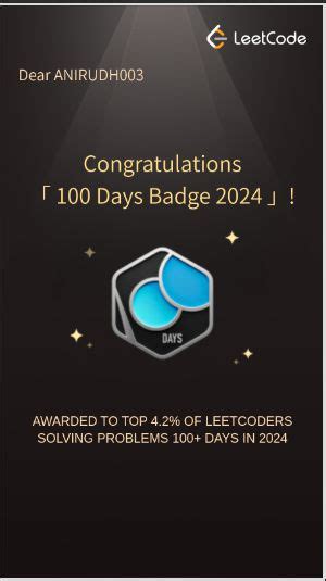 Completed 100 Days Of Code With Leetcode Anirudh Gupta Posted On The Topic Linkedin
