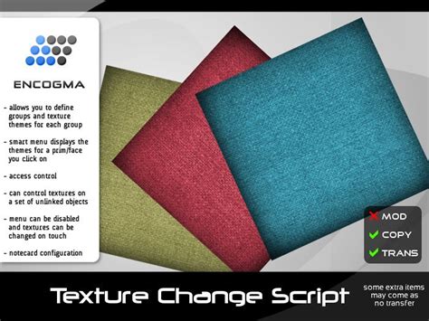 Second Life Marketplace Texture Script Color Transparency Glow Resizer