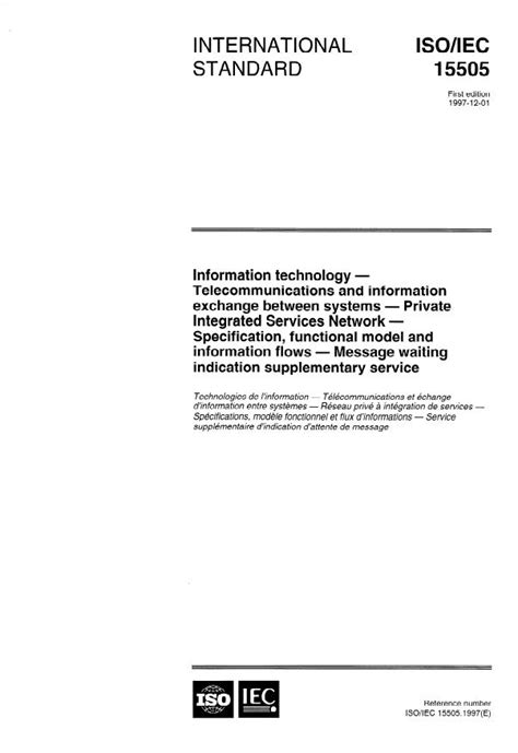 ISO IEC 15505 1997 Information Technology Telecommunications And Information Exchange Between