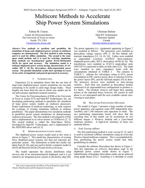 Pdf Multicore Methods To Accelerate Ship Power System Simulations