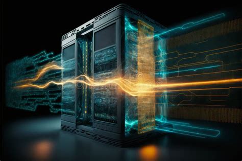 Server Room Data Center With Cinematic Lighting Generative Ai Stock Illustration Illustration