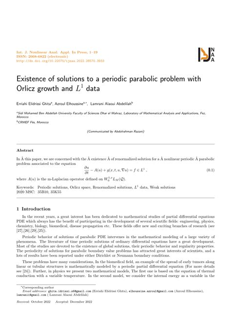 Pdf Existence Of Solutions To A Periodic Parabolic Problem With