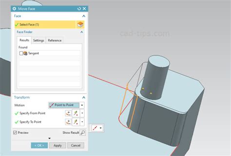 Example Move Face Cad Tips