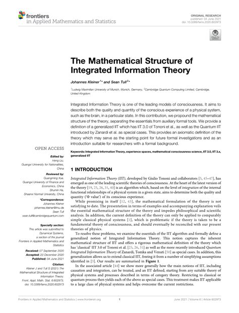 The Mathematical Structure Of Integrated Information Theory Docslib