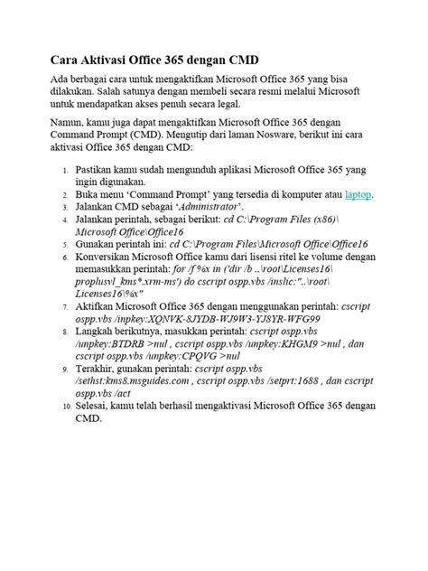Cara Aktivasi Office 365 Dengan Cmd Pdf