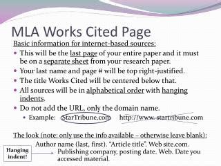 PPT MLA Works Cited PowerPoint Presentation ID 6798633