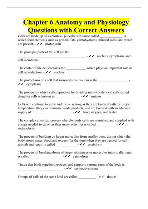 chapter 6 anatomy and physiology questions with correct answers
