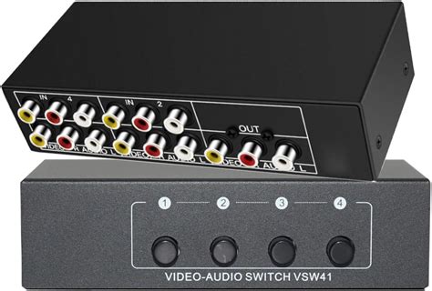 Rca Switch 4 In 1 Out Composite Video L R Audio Selector Box 4x1 Bolaazul 4 Way Rca