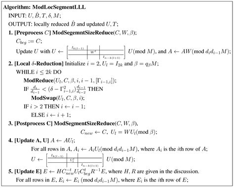 Algorithms Free Full Text Segment Lll Reduction Of Lattice Bases