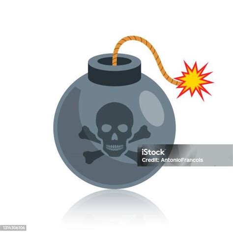 폭발적인 퓨즈와 죽음의 폭탄 라운드 폭탄 두개골과 십자가 공 스포츠 장비에 대한 스톡 벡터 아트 및 기타 이미지 공 스포츠 장비 금속 다이너마이트 Istock