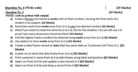 Solved Question No 4 Write Code 10 Marks Question No 3 Chegg Com