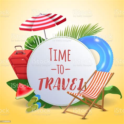 여행 시간 영감 따옴표 동기 부여 배경 광고 및 소셜 미디어를 위한 여름 디자인 레이아웃 현실적인 열 대 해변 디자인 요소입니다