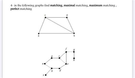 solved 4 in the following graphs find matching maximal