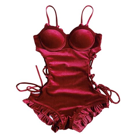 Vampire Red Velvet Swimsuit Gothic Swimsuit Dark Fashion