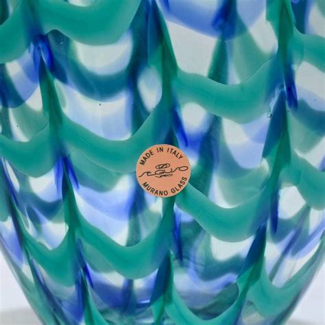 Large Seguso Viro Murano Glass Limited Edition Blue And Green Grate Arrow Vase At 1stdibs