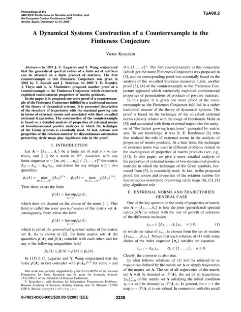 Pdf A Dynamical Systems Construction Of A Counterexample To The Finiteness Conjecture