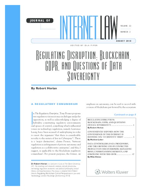pdf regulating disruption blockchain gdpr and questions of data