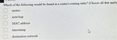 Solved Which Of The Following Would Be Found In A Router S Chegg