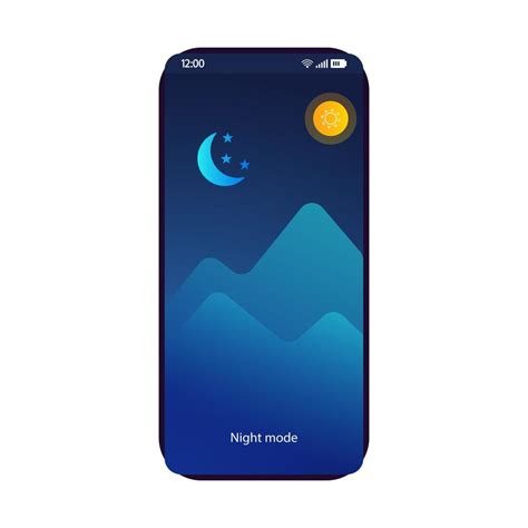 Night Mode App Smartphone Interface Vector Template Mobile Page Black Design Layout Screen