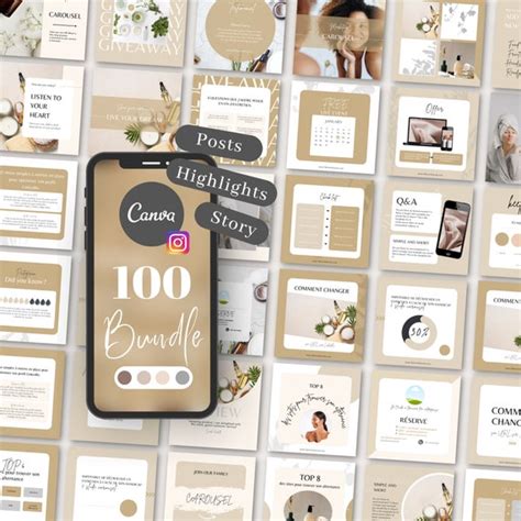 Nude Instagram Template Social Media Posts Beige Instagram Etsy