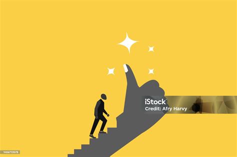 사업가가 손을 향해 발걸음을 옮긴다 리더십 또는 경력 경로 성장 전략 성장과 성공을위한 동기 부여 및 결단력 목표 또는 목표 개념을 달성하기위한 계단 가리키기에 대한 스톡