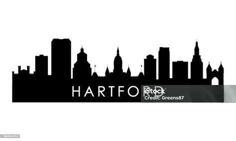 하트포드 스카이라인 실루엣 검은색 하트퍼드 도시 디자인은 흰색 배경에 분리되어 있습니다 0명에 대한 스톡 벡터 아트 및 기타 이미지 0명 건물 외관 건축 Istock
