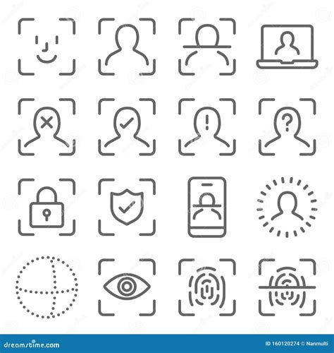 Face Scan Icon In Comic Style Facial Id Vector Cartoon Illustration On White Isolated