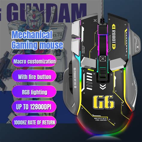 G6 Programmable Gaming Mouse Mice 12800DPI Ergonomic 10 Keys LED DPI Forward Backward Optical