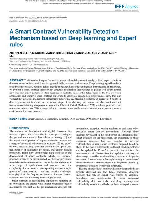 PDF A Smart Contract Vulnerability Detection Mechanism Based On Deep