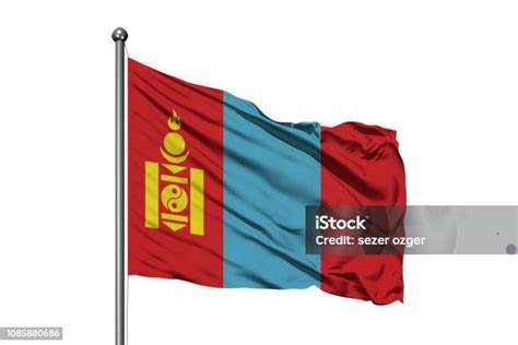 격리 된 흰색 배경 바람에 물결치는 몽골의 국기 몽골어 플래그입니다 Mongolian Flag에 대한 스톡 사진 및 기타 이미지