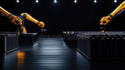 Automated Robotics In High Tech Industrial Assembly Line Stock Image