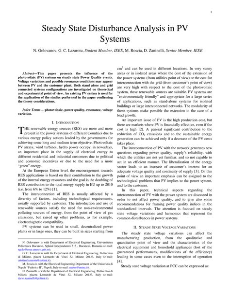 Pdf Steady State Disturbance Analysis In Pv Systems