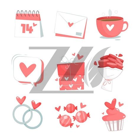 دانلود وکتور عناصر روز ولنتاین دانلود رایگان فایل لایه باز، Psd