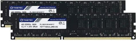 Timetec GB KIT X GB DDR L DDR MHz PC L PC Non ECC Unbuffered V