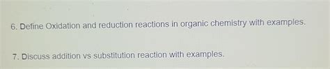 Solved Define Oxidation And Reduction Reactions In Chegg Com