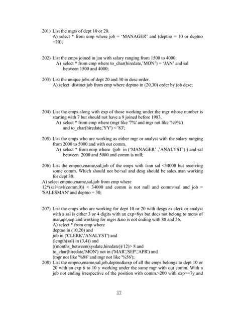 Sql Queries With Answers Doc Databases Computer Software And Applications