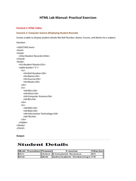 Html Lab Manual Pdf Menu Computing