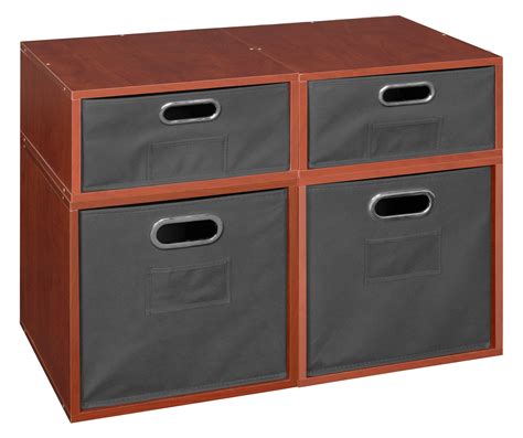 Regency Niche Cubo Storage Set 2 Full Cubes 2 Half Cubes With Foldable Storage Bins Cherry