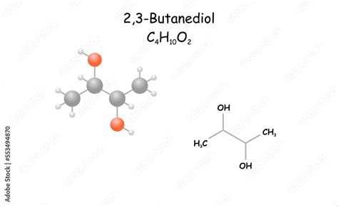 Stylized 2d Molecule Model Structural Formula Of 2 3 Butanediol Stock Vector Adobe Stock